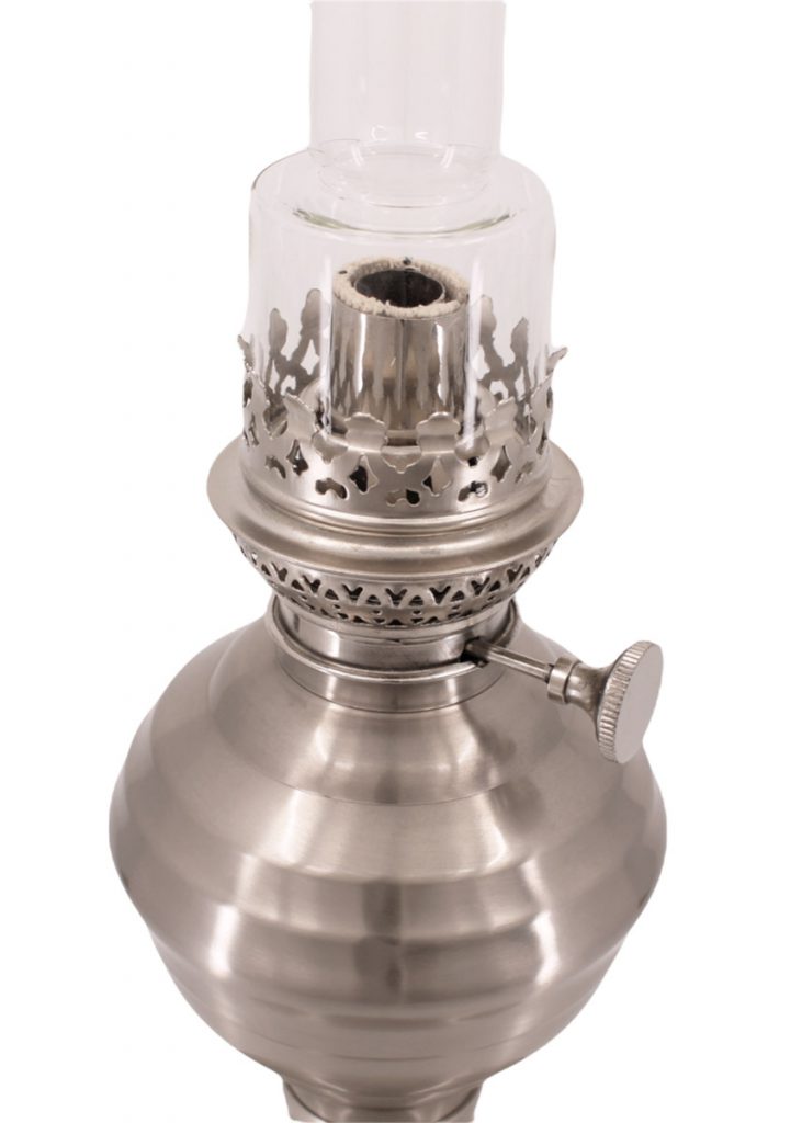 Pewter "Equinox" Center Draft Oil Lamp - 20" | Vermont Lanterns